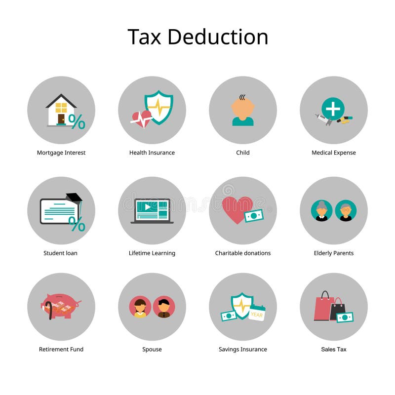 Type of Tax Deductions and Tax Credits Icon Stock Vector - Illustration ...