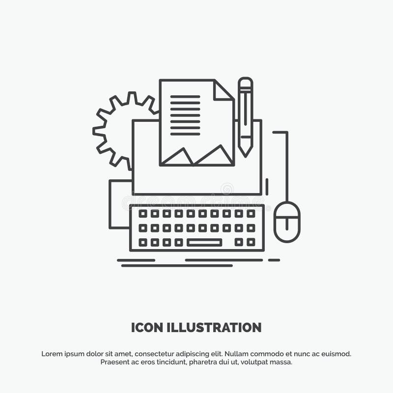 Type Writer Paper Computer Paper Keyboard Icon Line Vector Gray Symbol For Ui And Ux