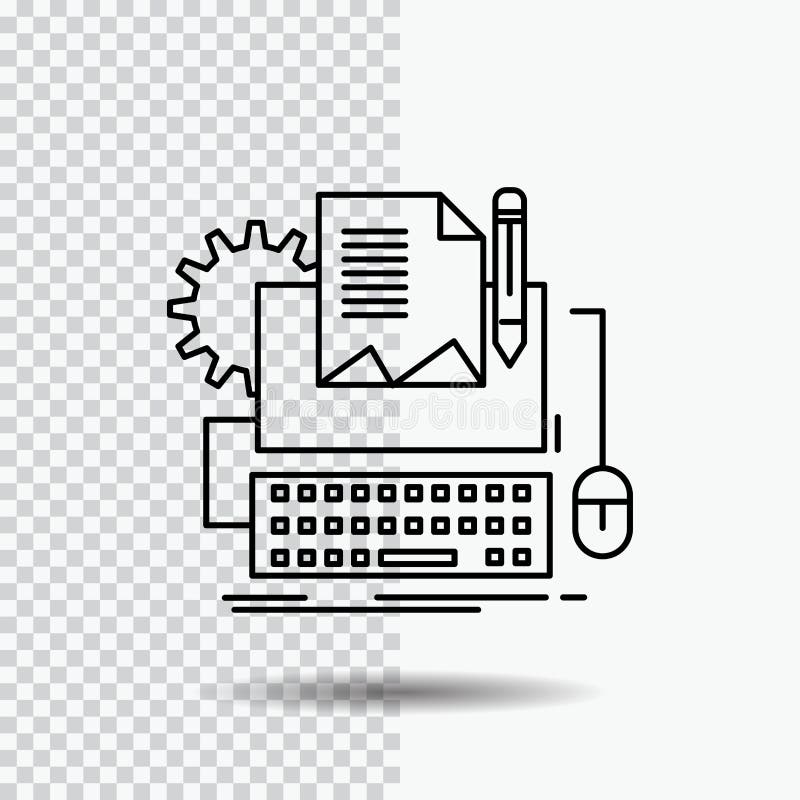 Type Writer, Paper, Computer, Paper, Keyboard Line Icon on Transparent ...