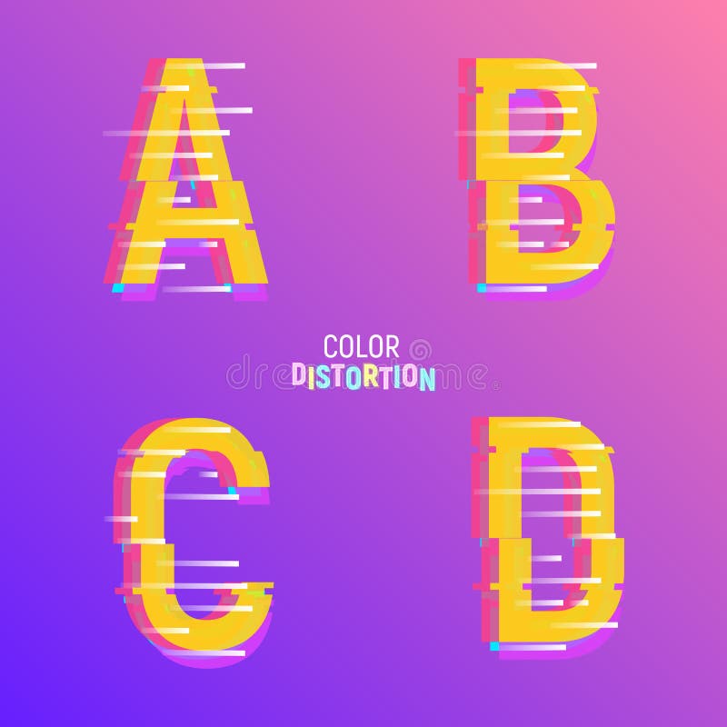 Typeface with Glitch Effect. Font with Chromatic Aberartion Color ...
