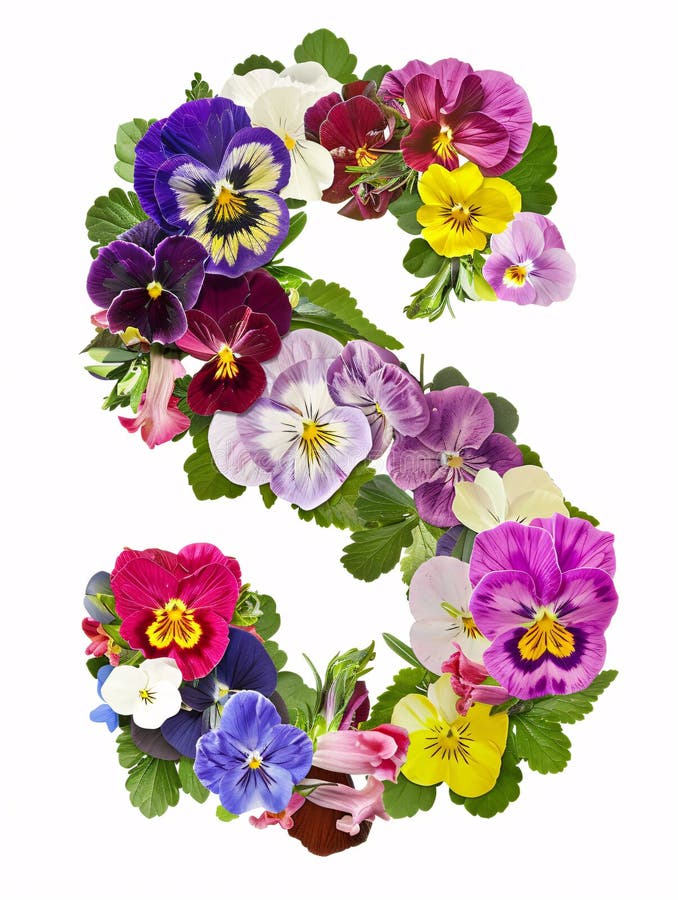 Typeface Made Out of Colored Spring Flowers the Letter S Stock ...