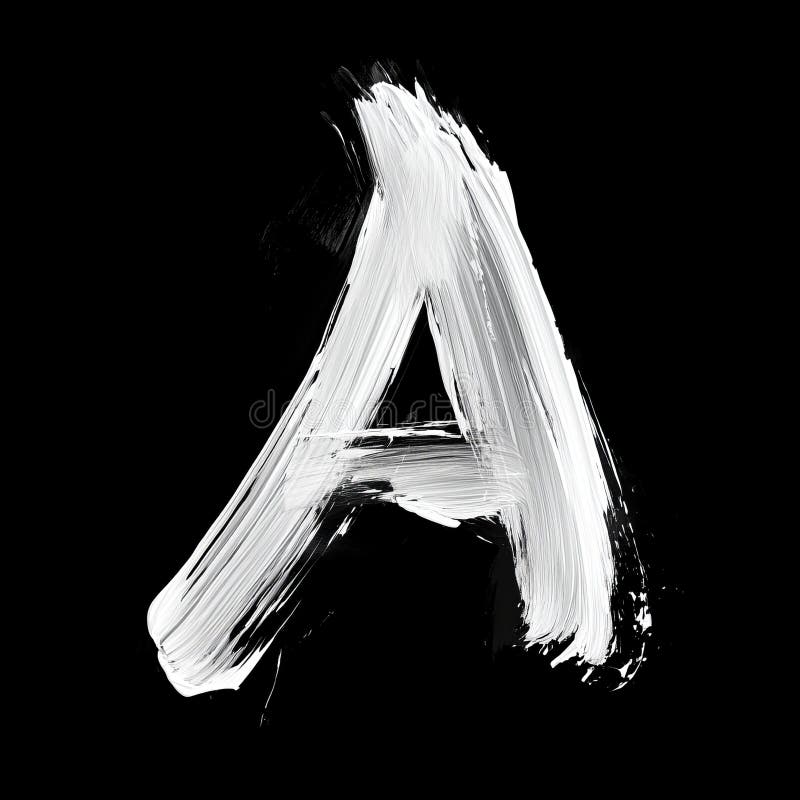 Typeface with Thick White Paint Letters on Solid Black Background the ...