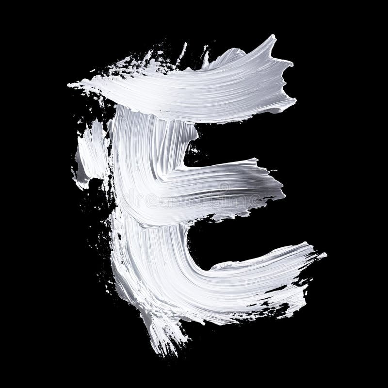 Typeface with Thick White Paint Letters on Solid Black Background the ...