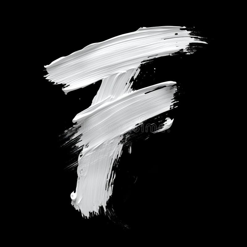 Typeface with Thick White Paint Letters on Solid Black Background the ...