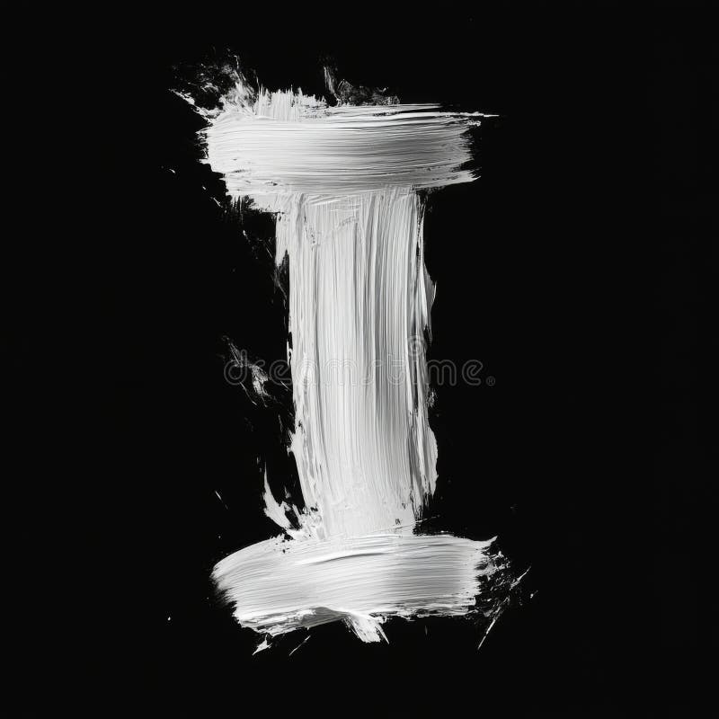 Typeface with Thick White Paint Letters on Solid Black Background the ...