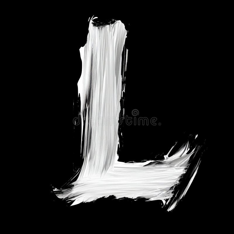 Typeface with Thick White Paint Letters on Solid Black Background the ...