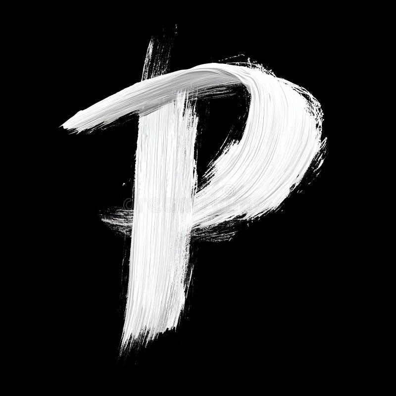 Typeface with Thick White Paint Letters on Solid Black Background the ...