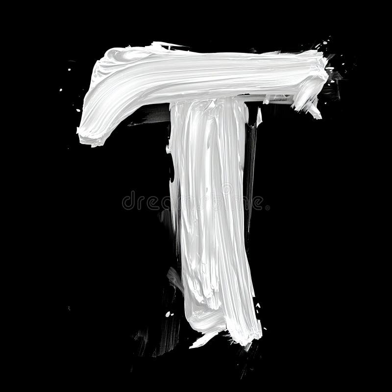 Typeface with Thick White Paint Letters on Solid Black Background the ...