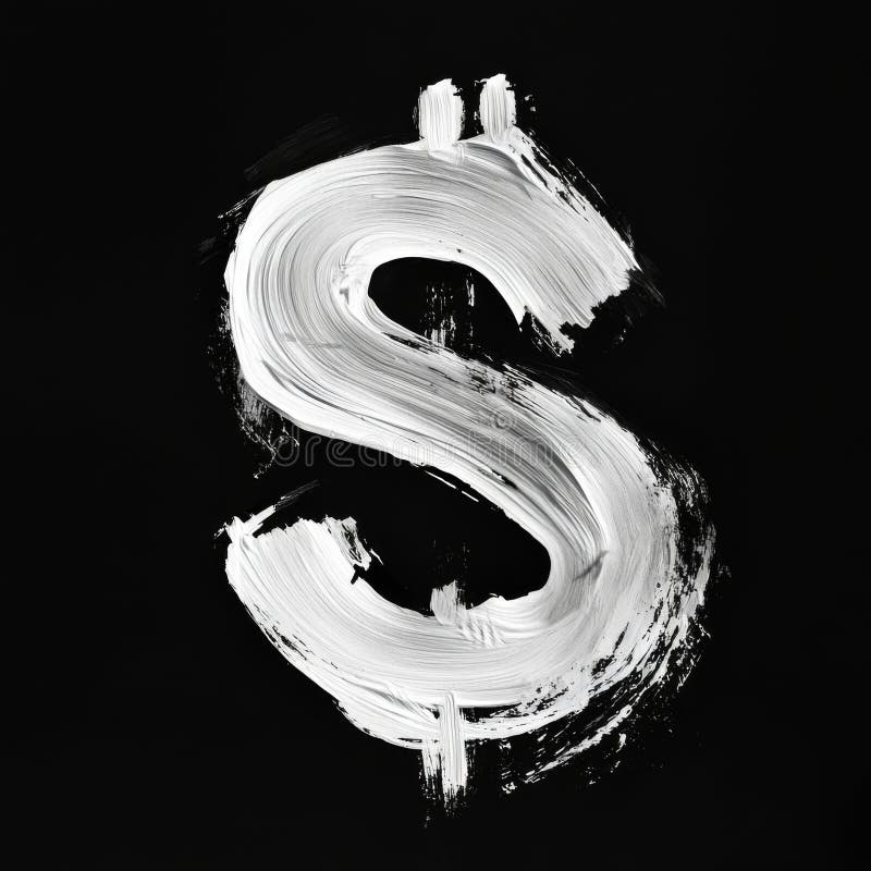 Typeface with Thick White Paint Letters on Solid Black Background the ...