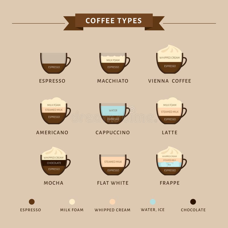 Typer Av Kaffevektorillustrationen Infographic Av Kaffetyper Vektor ...