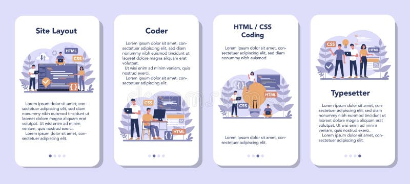 Typersetter Mobile Application Banner Set. Website Constructing Stock Vector - Illustration of ...