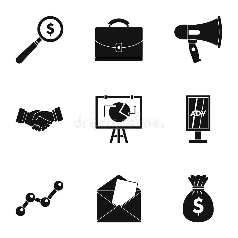 Types of Advertising Icons Set, Simple Style Stock Vector ...