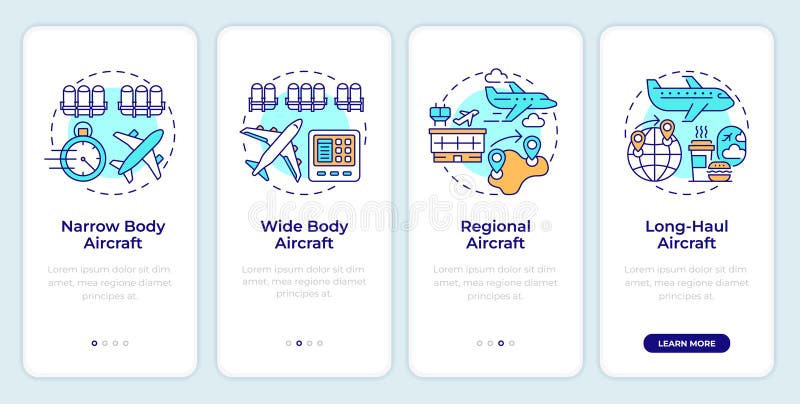 Types of Aircrafts Onboarding Mobile App Screen Stock Illustration ...