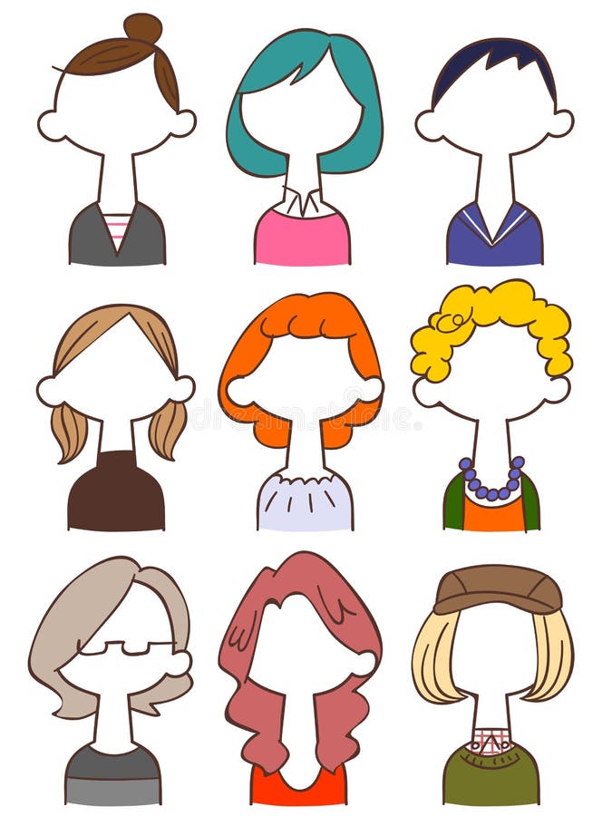 9 Types of Anonymous Female Upper Body 2 Stock Vector - Illustration of ...