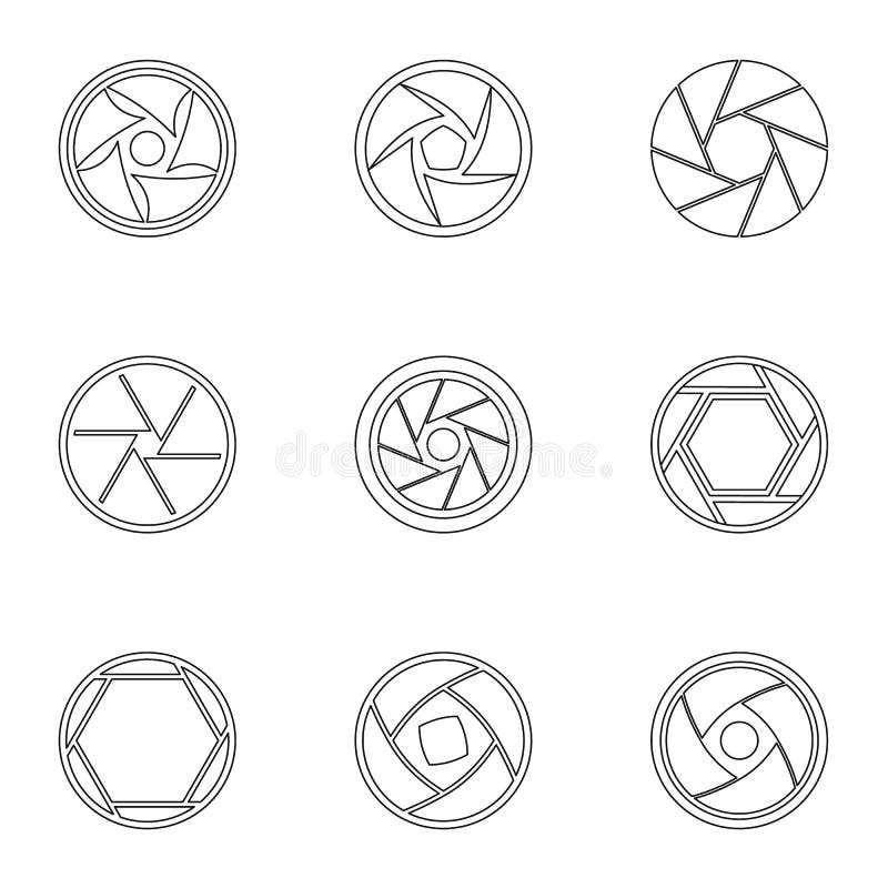 Types of Aperture Icons Set, Outline Style Stock Vector - Illustration ...