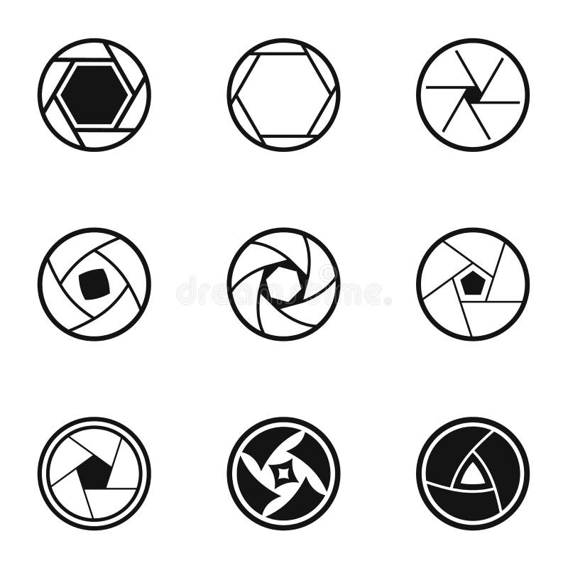 Types of Aperture Icons Set, Simple Style Stock Vector - Illustration ...