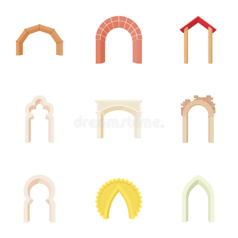 Types of Arches Icons Set, Cartoon Style Stock Illustration ...