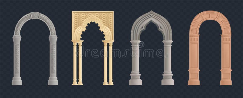 Types of Arches Realistic Set Stock Illustration - Illustration of ...