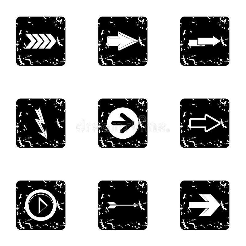 Types of Arrows Icons Set, Grunge Style Stock Vector - Illustration of ...