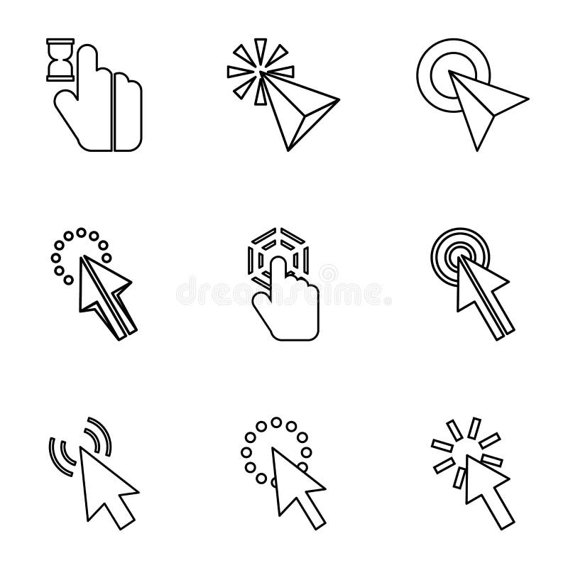 Types of Arrows Icons Set, Outline Style Stock Vector - Illustration of ...