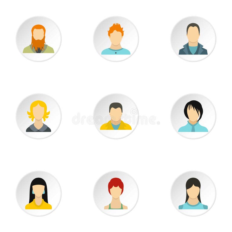 Types of Avatar Icons Set, Cartoon Style Stock Vector - Illustration of ...