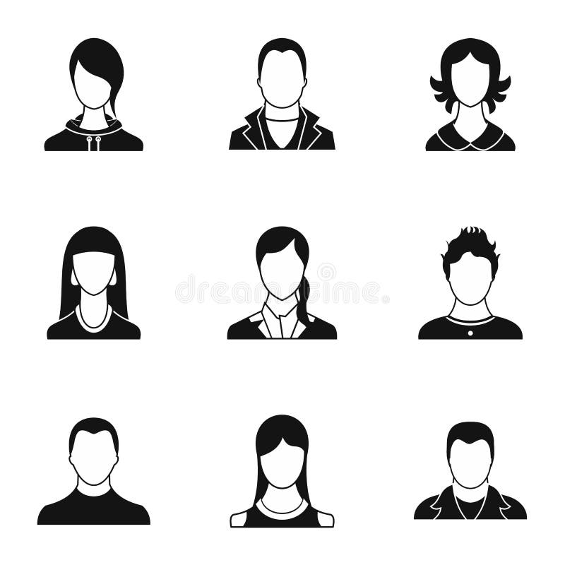 Types of Avatar Icons Set, Simple Style Stock Illustration ...