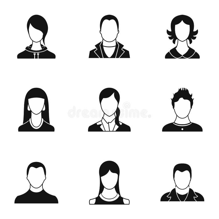 Types of Avatar Icons Set, Simple Style Stock Vector - Illustration of ...
