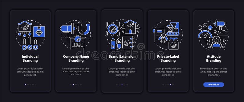 Types of Branding Strategies Dark Onboarding Mobile App Page Screen ... Types of Branding Strategies Dark Onboarding Mobile App Page Screen ...
