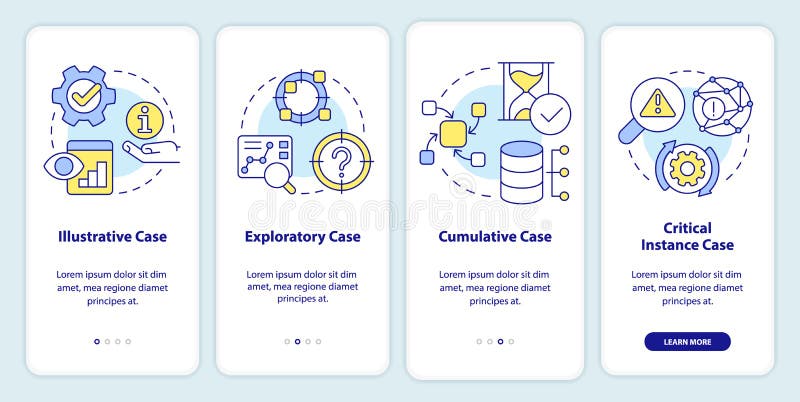 Types of Case Study Onboarding Mobile App Screen Stock Vector ... Types of Case Study Onboarding Mobile App Screen Stock Vector ...