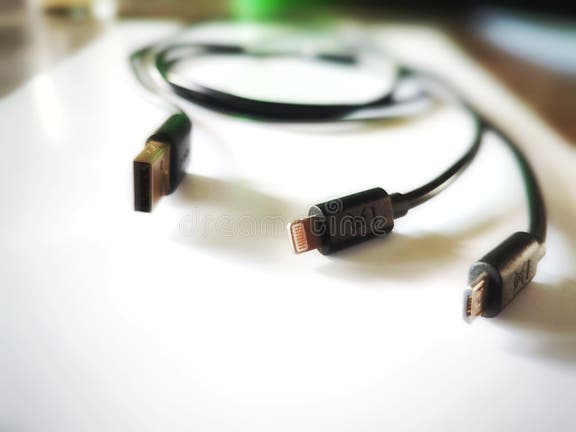 3 Types of Charger Connectors: USB Type a, Lightning, Micro USB Stock ...