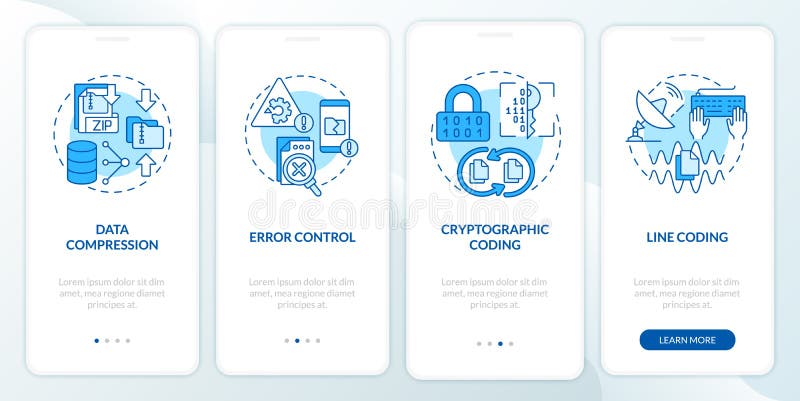 Types Of Coding Blue Onboarding Mobile App Screen Stock Vector Illustration Of Icon Coding 7138