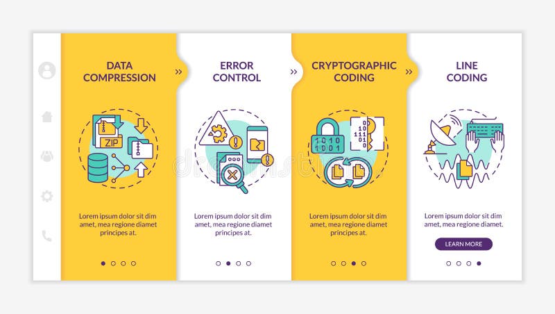 Types of Coding Yellow Onboarding Template Stock Vector - Illustration ...