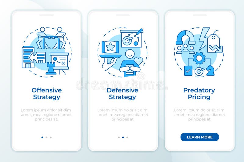 Types of Competitive Strategies Blue Onboardingmobile App Screen Stock ...