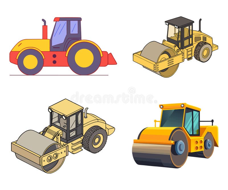 4 Types of Construction Site Rollers – Road & Ground Compactors Stock ...