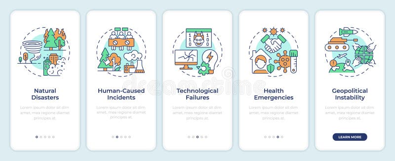 Types of Critical Events Onboarding Mobile App Screen Stock ...