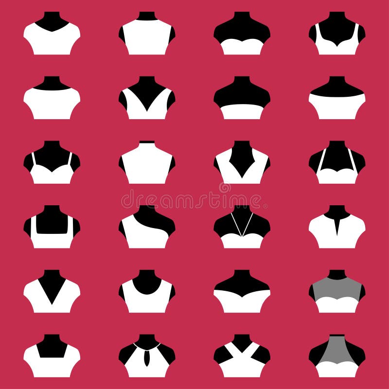 Collection Vectorielle De Modèles De Décolletés Féminins, Types De Cols ...
