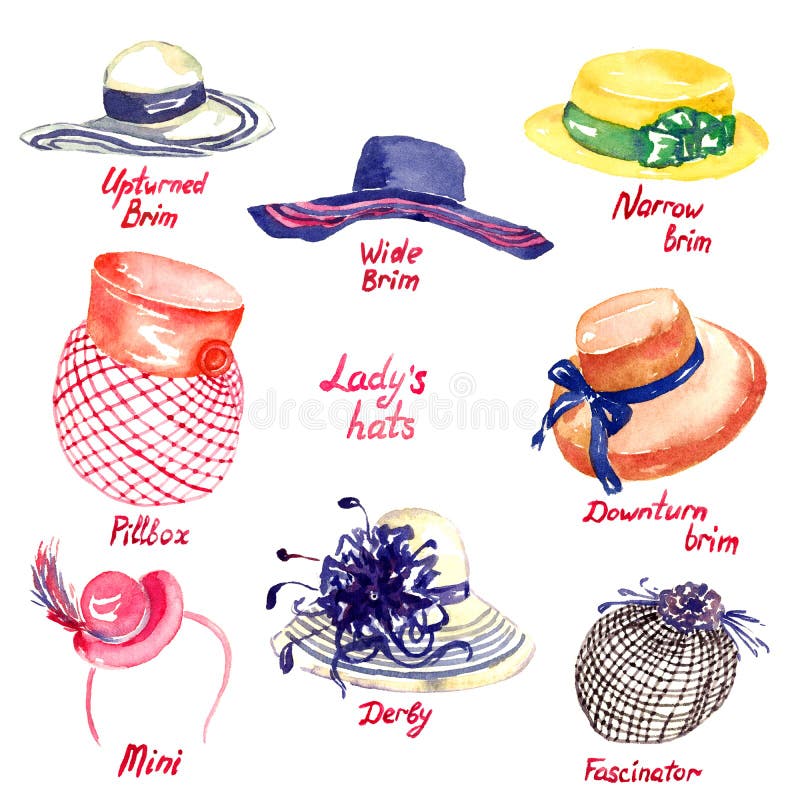 Types De Chapeaux Du ` S De Madame Illustration Stock - Illustration du ...