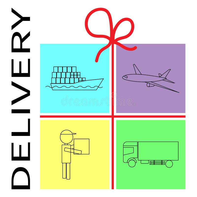 Types of delivery. stock vector. Illustration of airplane - 61825118