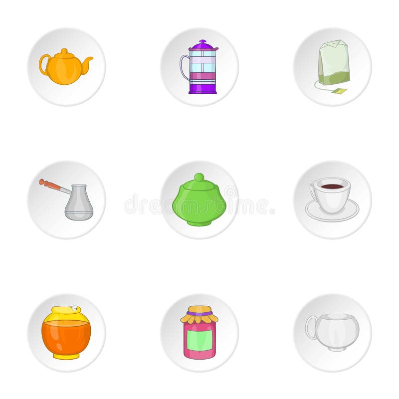 Types of Drink Icons Set, Cartoon Style Stock Vector - Illustration of ...