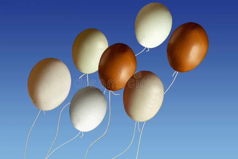 Types of Egg Balloons for Easter on a Blue Background Stock Photo ...