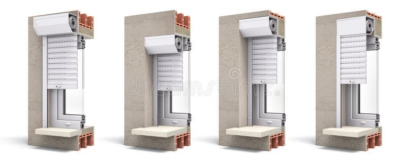 Types of External Roller Blinds. Cross Section of Various Installation ...