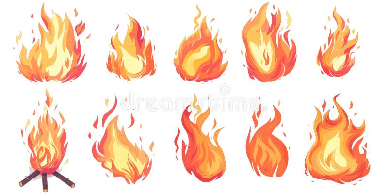 Types of Fires on White Background Stock Photo - Image of fires, candle ...
