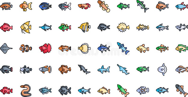 Types of Fish Icons High-Quality Vector Icons Collection with Editable ...
