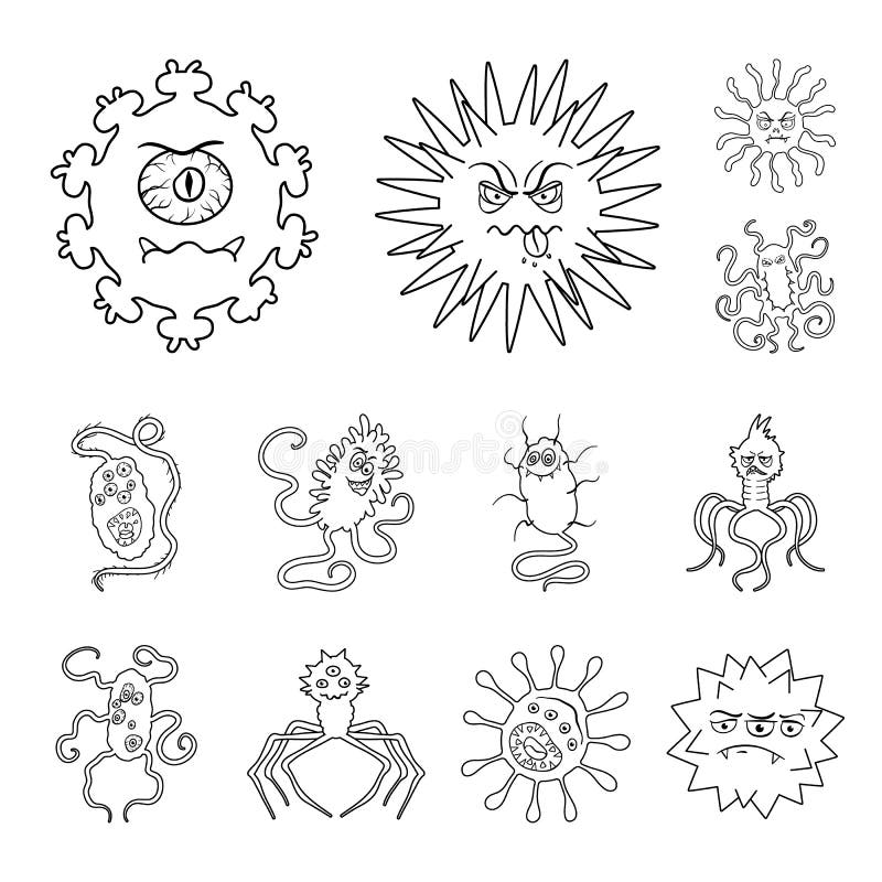 Microbes Outline Stock Illustrations – 750 Microbes Outline Stock ...