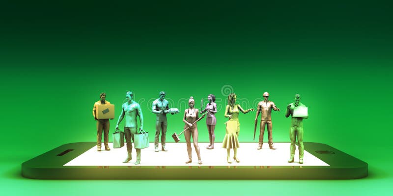 Types of Gig Economy Workers Stock Illustration - Illustration of ...