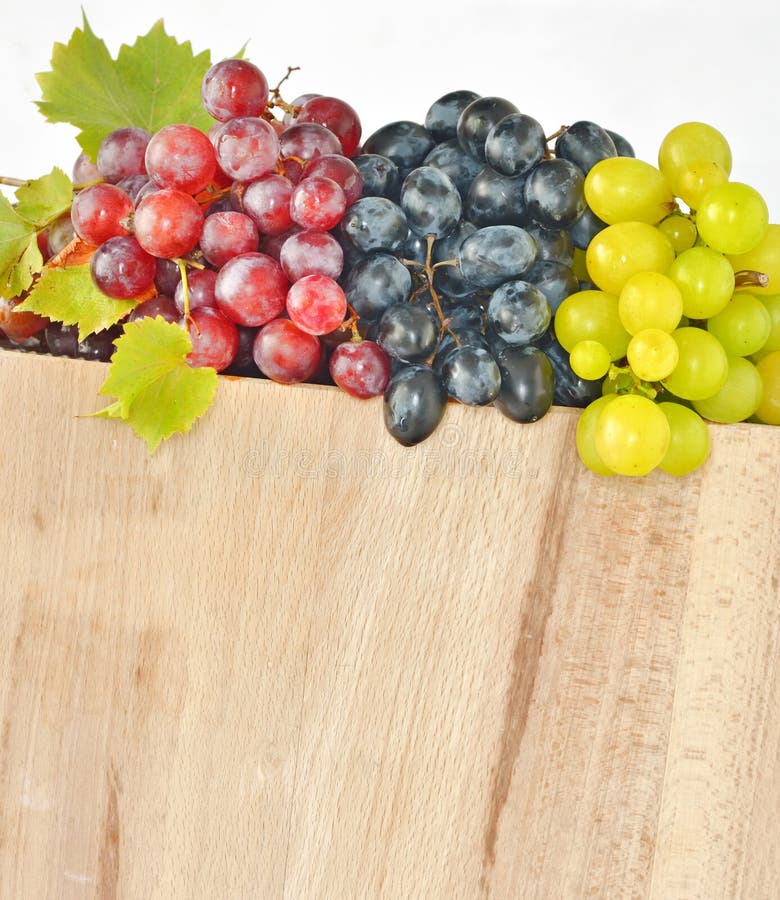 Types of grapes on wood stock photo. Image of ripe, crop - 26944880