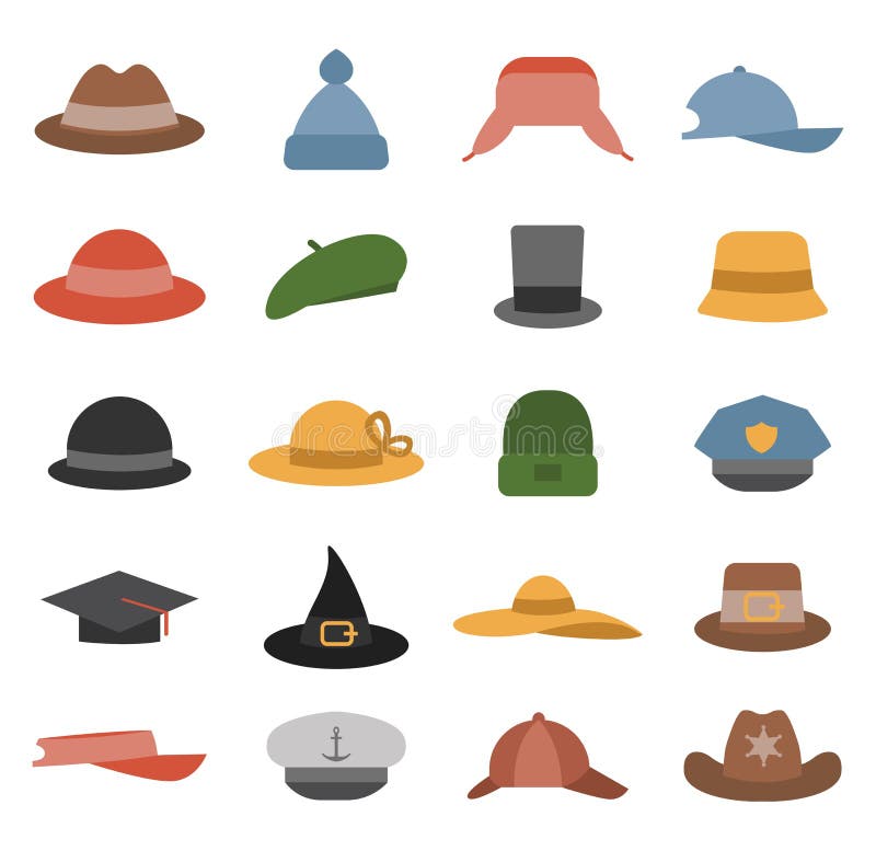 Types of hats, icon stock vector. Illustration of cartoon - 259785518
