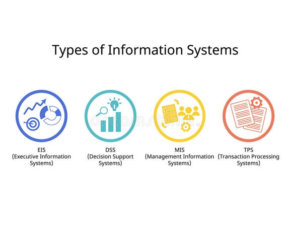 Types of Information System for MIS, TPS, DSS and EIS Icon Stock Vector ...