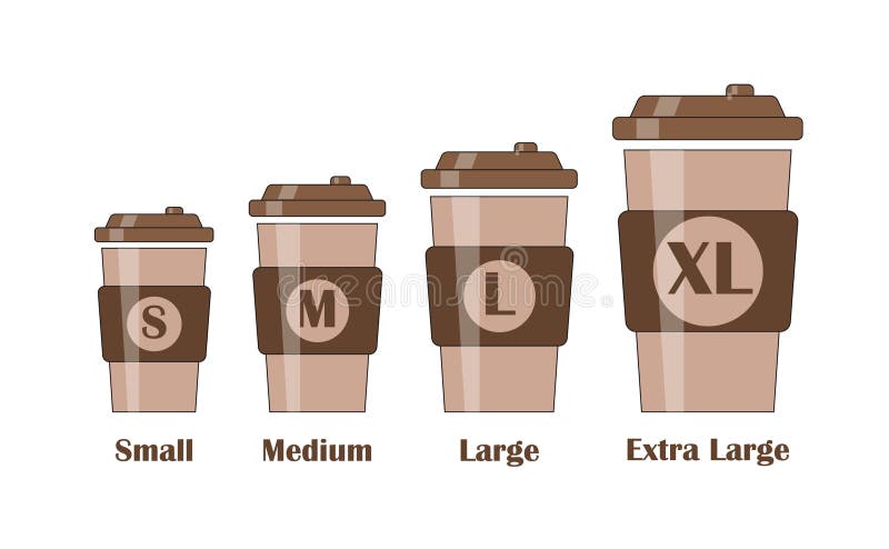 Differerent Paper Cups of Coffee: Small, Medium, Large and Extra Large ...