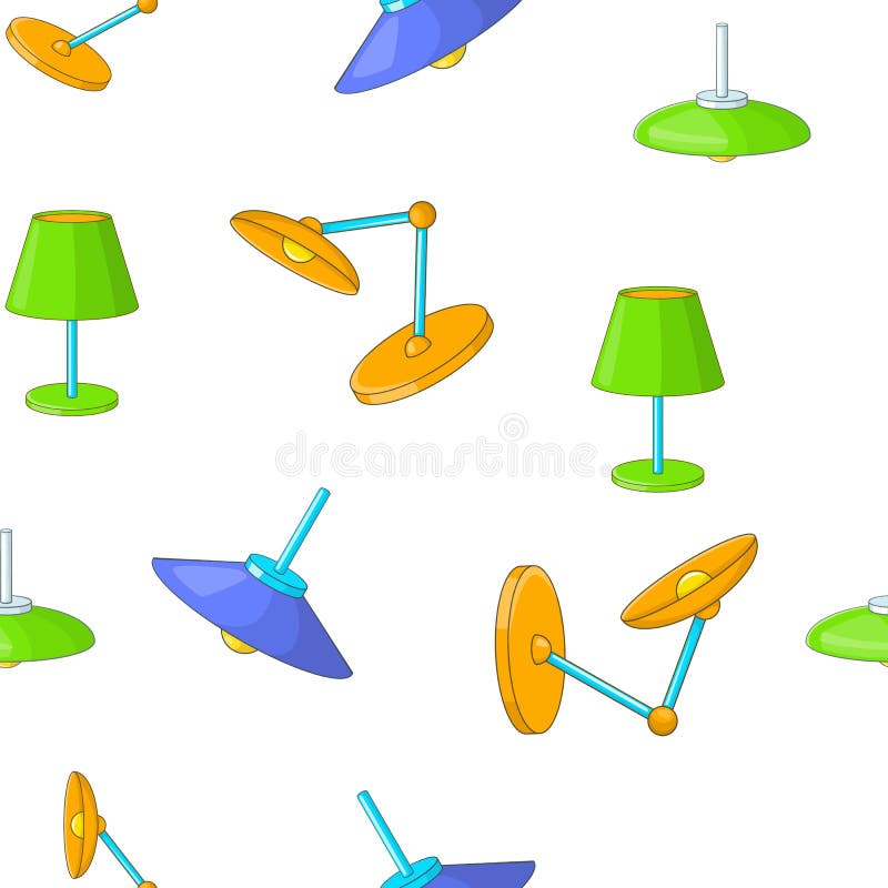 Types of Lamps Pattern, Cartoon Style Stock Vector - Illustration of ...